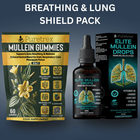 Mullein Gummies & Drops Pack – Breathing & Lung Shield Bundle – PURETREX