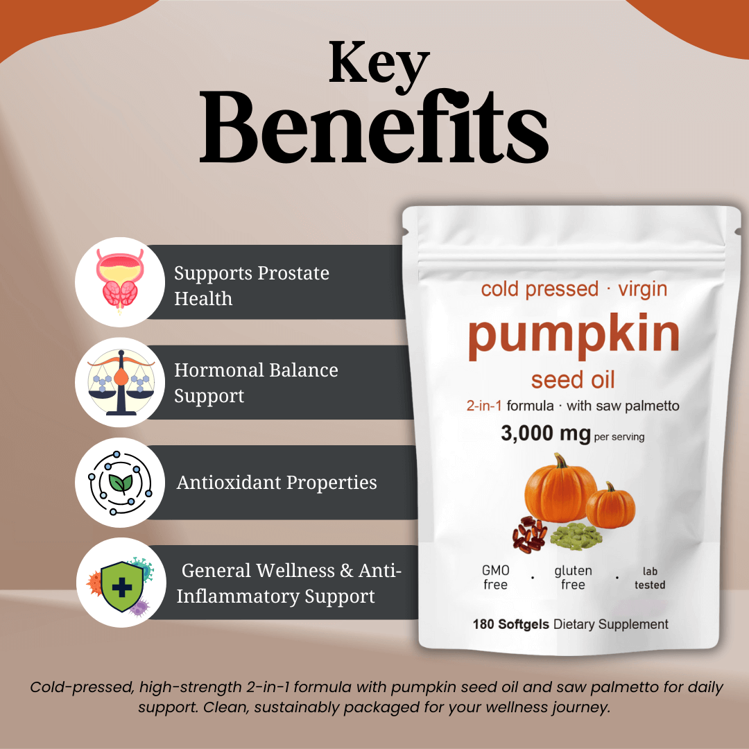 Cold Pressed Pumpkin Seed Oil & Saw Palmetto Softgels UK MADE NON-GMO ...